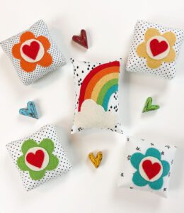 Rainbow Wool Applique Pincushion - Ameroonie Designs