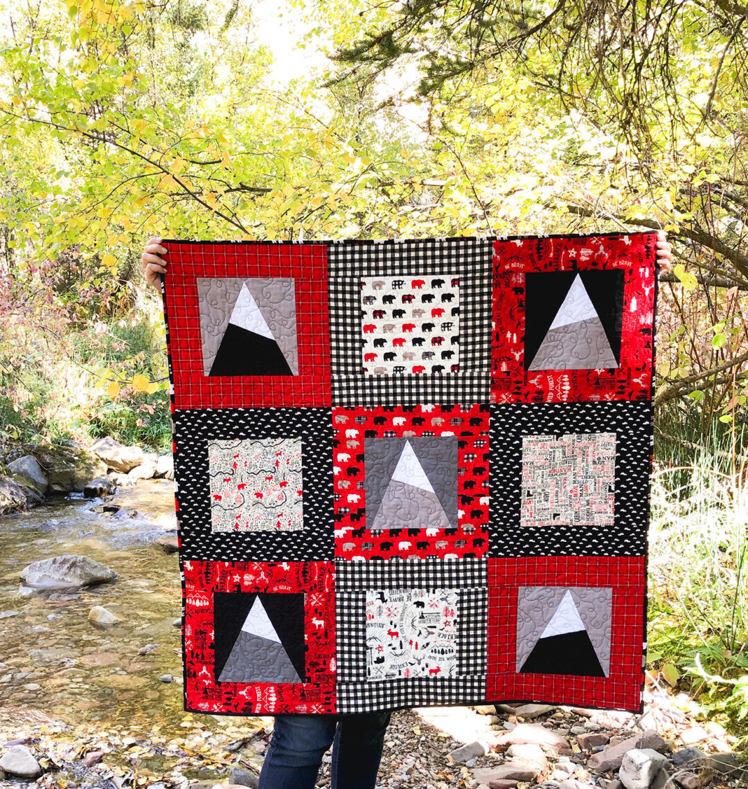 Mountain Top Quilt with easy improv Snow-capped mountain blocks ...